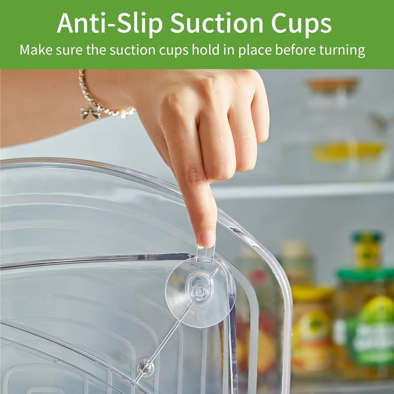 Prep And Savour Deriona Lazy Susan Turntable Organizer For Refrigerator Clear Rectangular Fridge